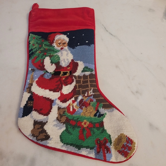 Other | Lillian Vernon Santa Heirloom Christmas Stocking Needlepoint ...